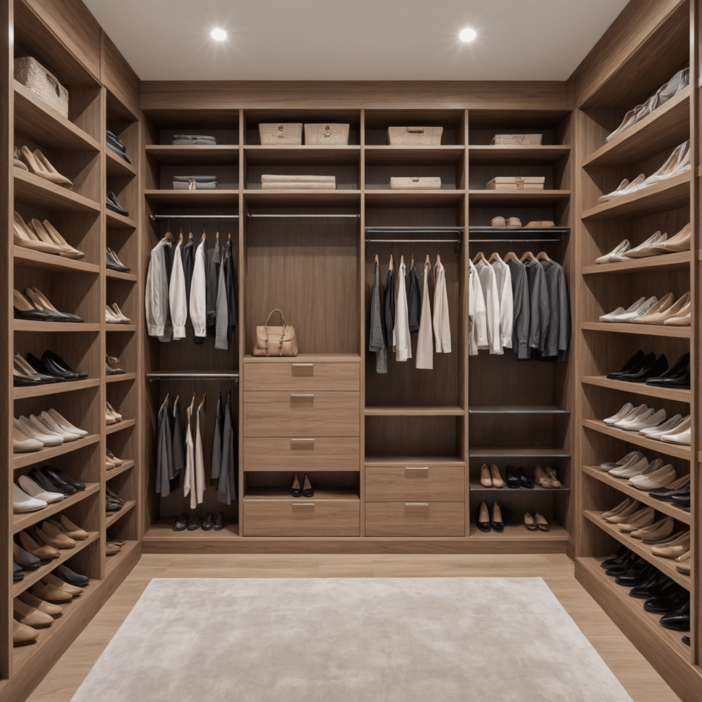 High-End Wardrobe with Integrated Shoe Organizer | JL Closets